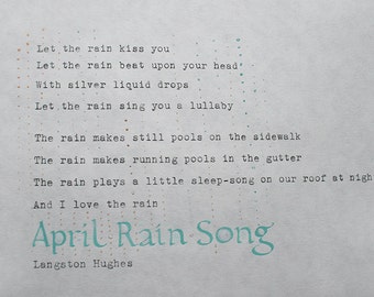 Typewriter Poem April Rain Song Langston Hughes Original Life Poem ...
