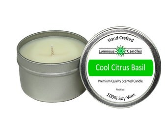 Cool Citrus Basil Scented Soy Candle Tin, 6 oz Candle Tin, Hand Poured ...