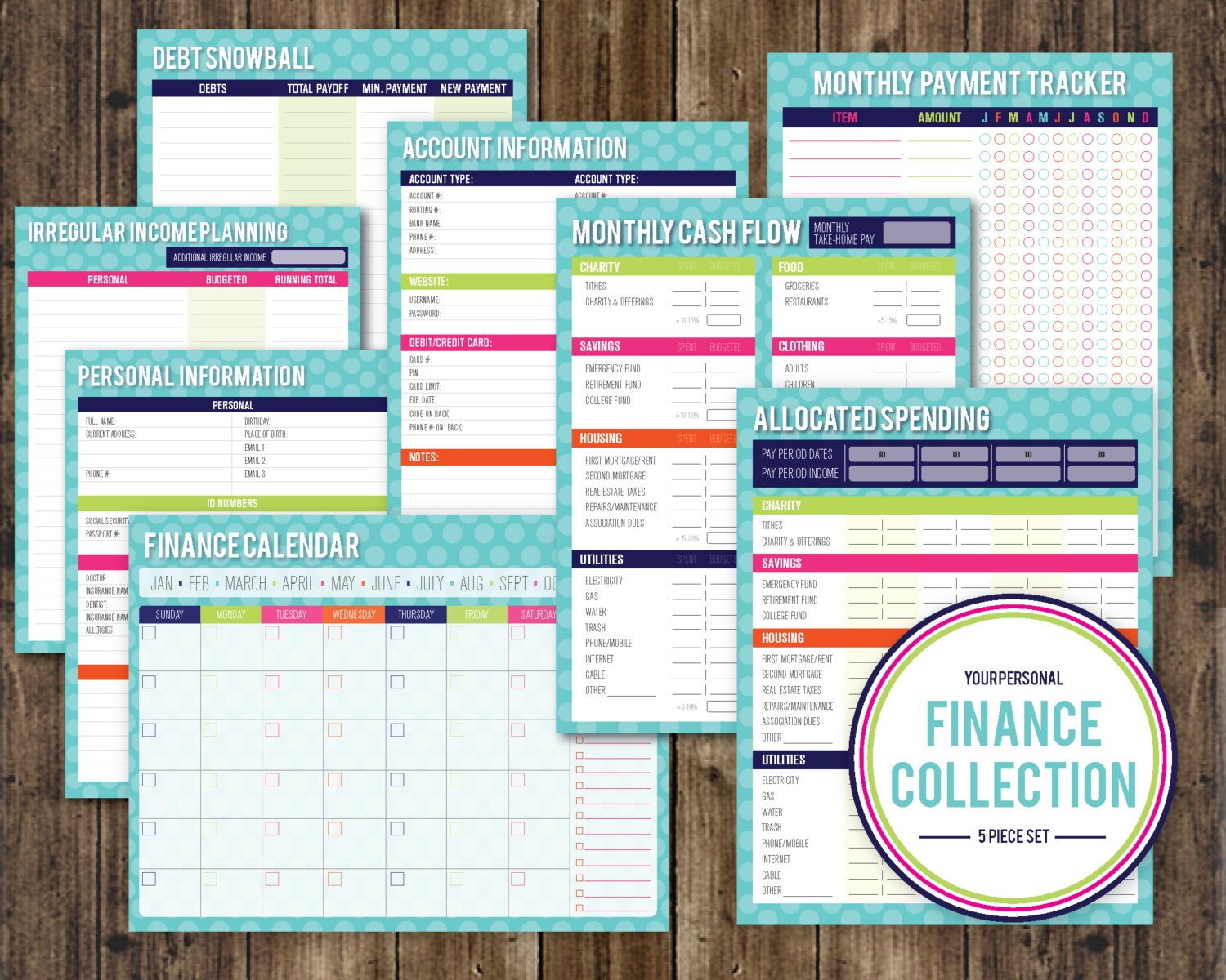 Finance Binder Collection 6.5x8.5 by AllisonRainsDesigns on Etsy