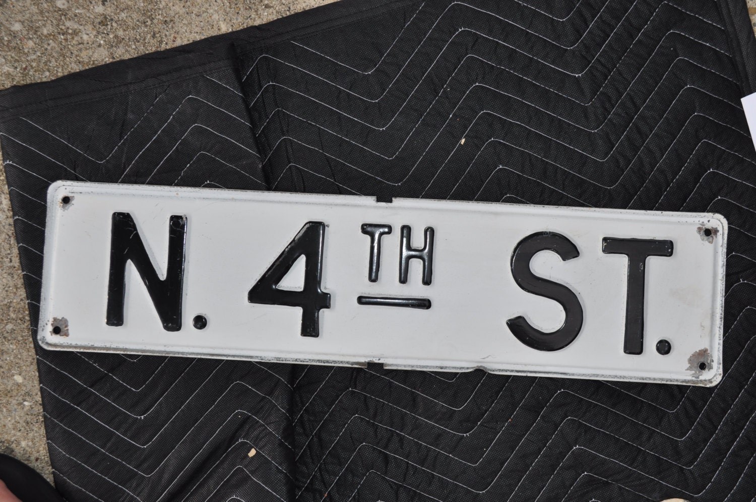 Original 1970's Street Sign N. 4th Street Embossed