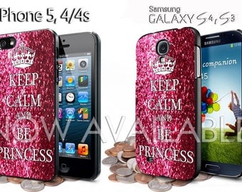 keep calm and be a princess pink glitter for iphone 4/4S / 5,5s,5c case ...