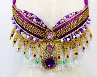 Purple and gold dance bra EDC / rave outfit / dance costume