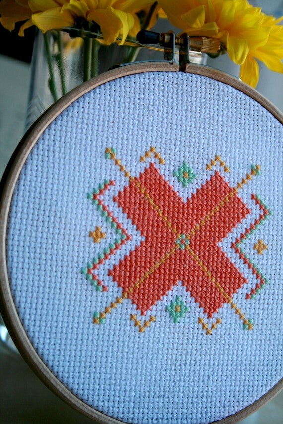 X Marks the Spot Geometric Cross Stitch Pattern by TheVividStitch