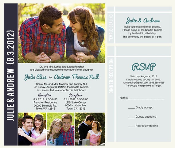 Printable wedding announcement LDS Mormon wedding invitation