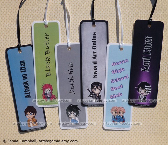 Anime Bookmarks, Death Note, Soul Eater, Ouran High, Black Butler ...