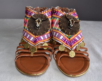 SANDALS, ETHNIC SANDALS, Hippie sandals, Leatherette sandals, Gypsy ...