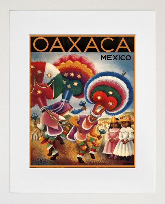 Mexico Art Print Oaxaca Travel Poster Mexican Home Decor