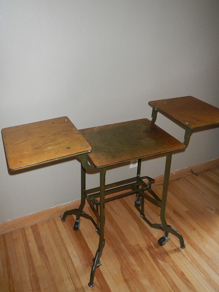 Vintage Toledo Industrial Metal Typewriter Table Stand Office Cart ...