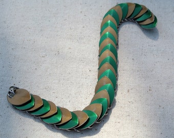 Green and Gold Scale Mail Bracelet