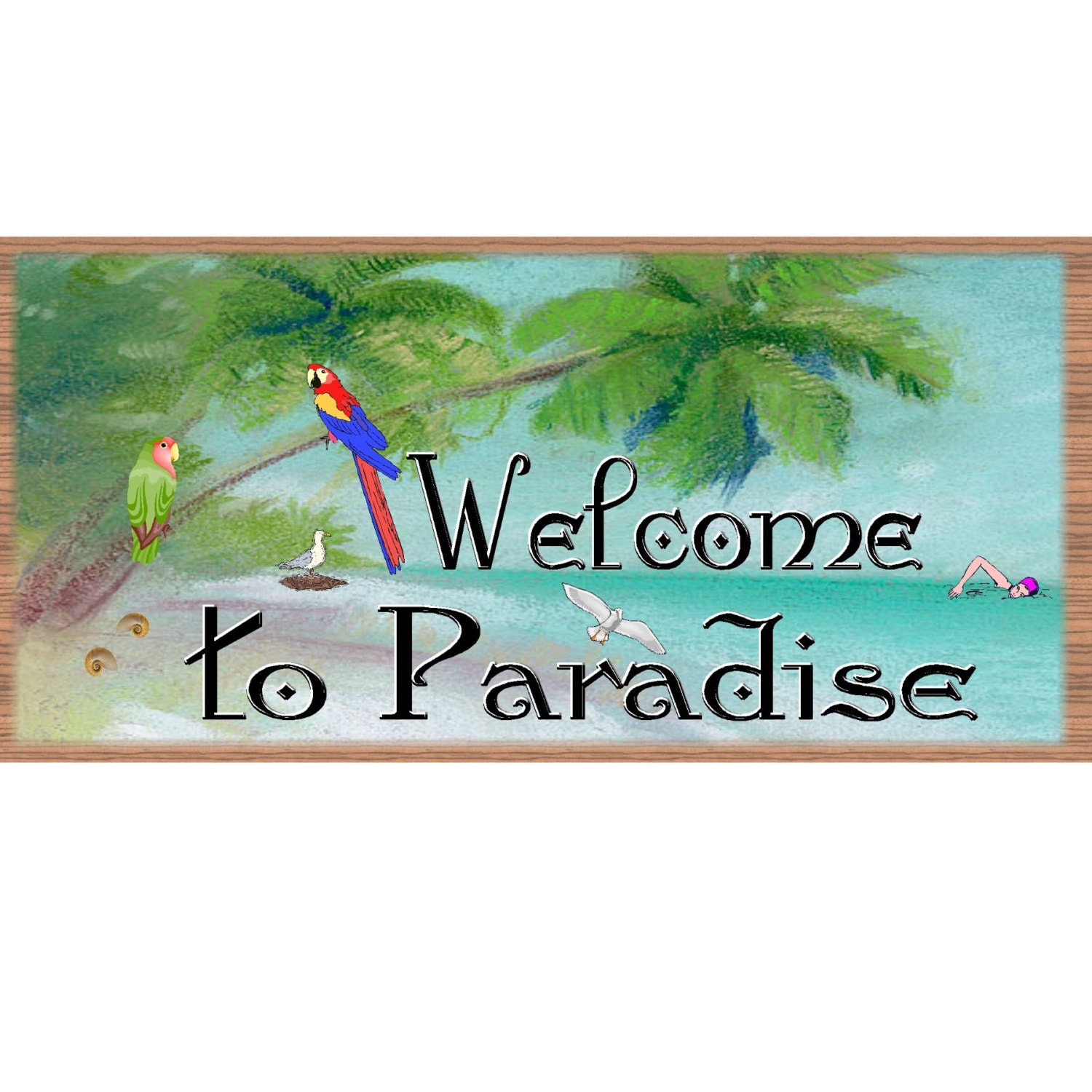 Tropical Wood Sign Tropical GS 1058 Beach Decor Wood plaque
