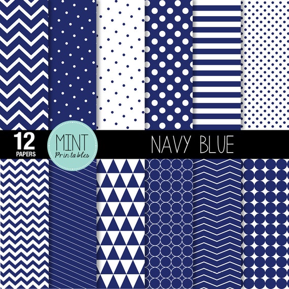 Navy and White Scrapbooking Paper Digital Paper Patterned
