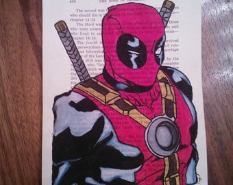 Deadpool bookpage painting