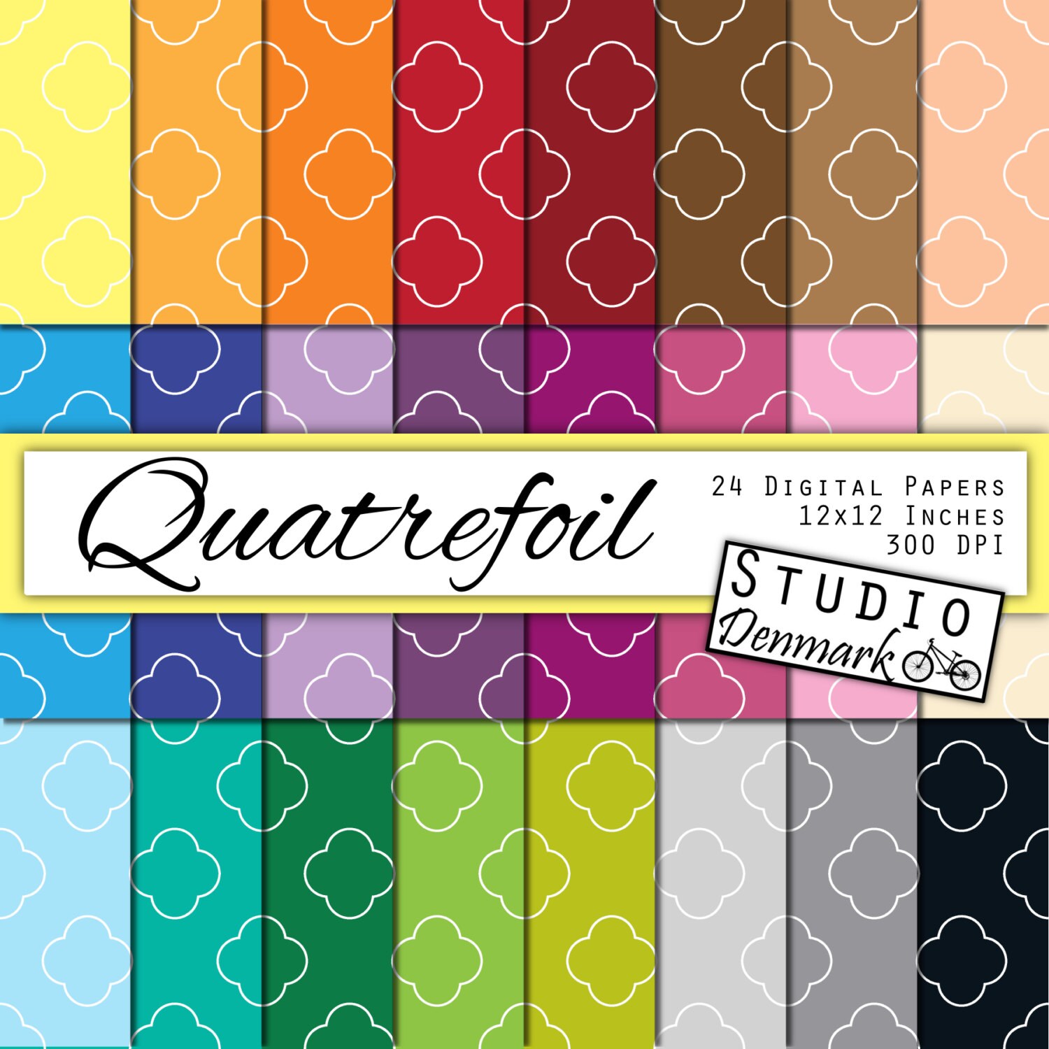 Quatrefoil Digital Paper Value Pack – 24 Colors – Commercial Use – 12in ...