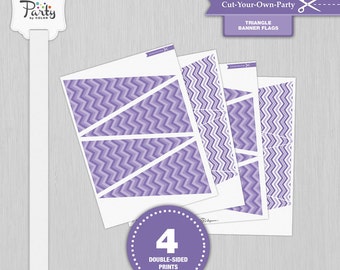 Purple Chevron 4 Triangle Banner Flag Prints Cut-Your-Own-Party Decorations