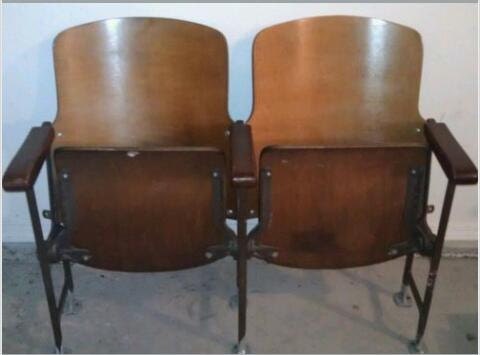 Vintage Two Wooden Movie Theater Theatre Auditorium Seats Chairs 1930s ...