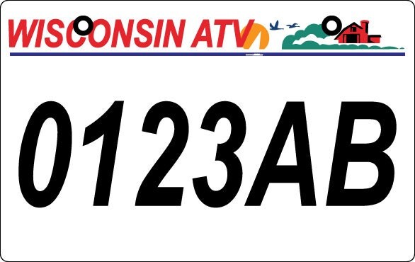 Custom ATV License Plate FREE SHIPPING Wisconsin
