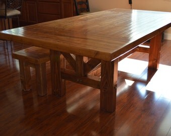 Wooden Rustic Dining Table with Timber Frame Design
