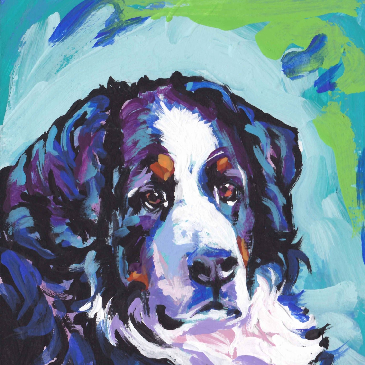 Bernese Mountain Dog art print of modern pop art berner