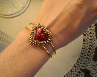 Popular items for red heart bracelet on Etsy