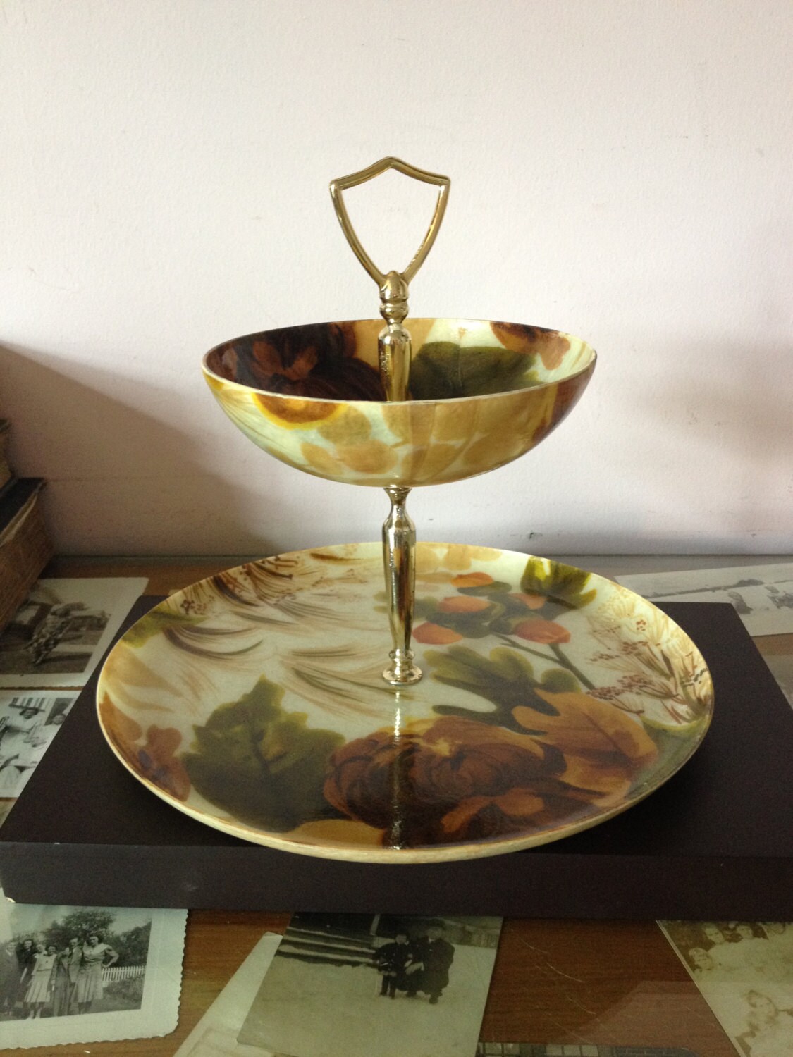 TIERED TRAY – 2 tier for appetizers, dessert serving, Funky decor, Fall ...