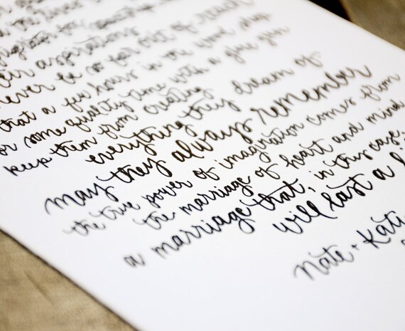 Handwritten Wedding Vows Art Custom by YourNewFriendSam on Etsy