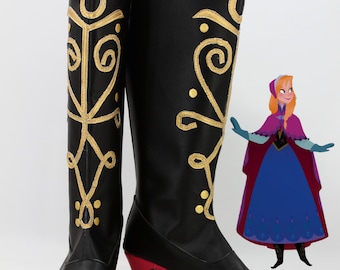 Disney Frozen Princess Anna Cosplay Shoes Boots Custom made