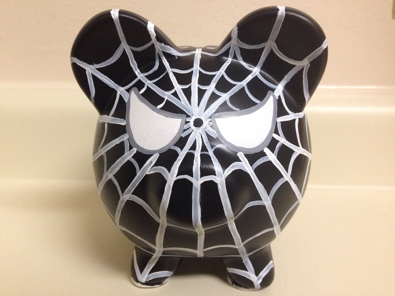 Venom Spider-Man Painted Ceramic Piggy Bank Medium