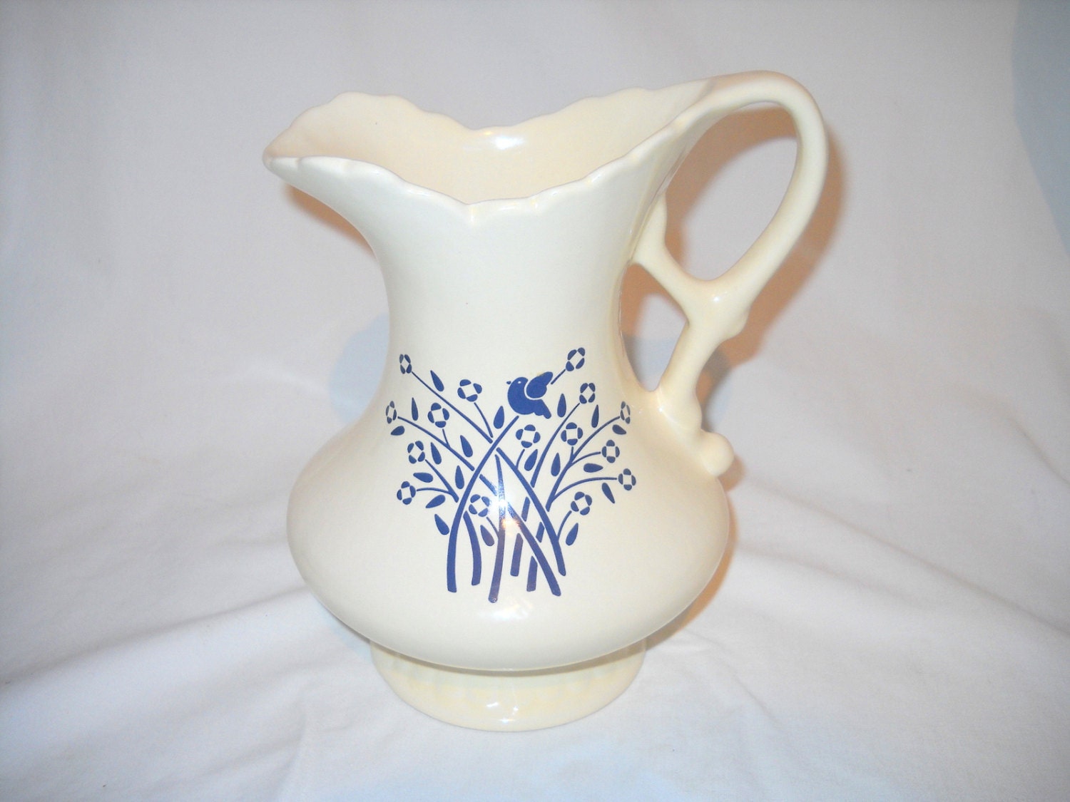 A Beautiful Treasure Craft Pitcher from the 1980’s, Cream & White with ...