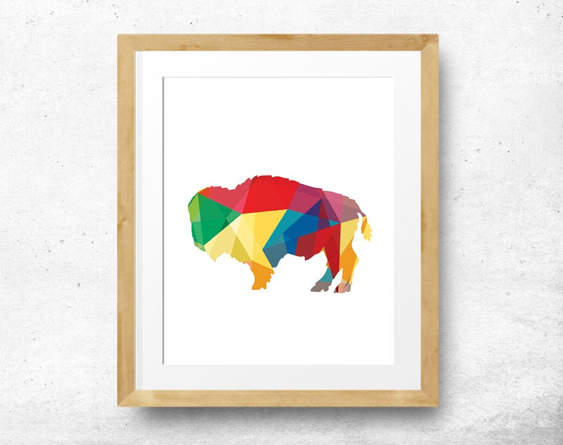 Instant Download Geometric Buffalo Art Bison by IndigoCreativeCo