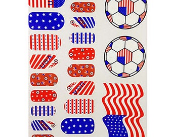 2pcs 20 usa world cup football pattern nail art stickers&3 temporary tattoo