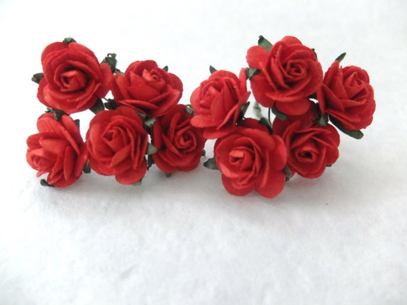 10 25mm red paper roses paper flowers