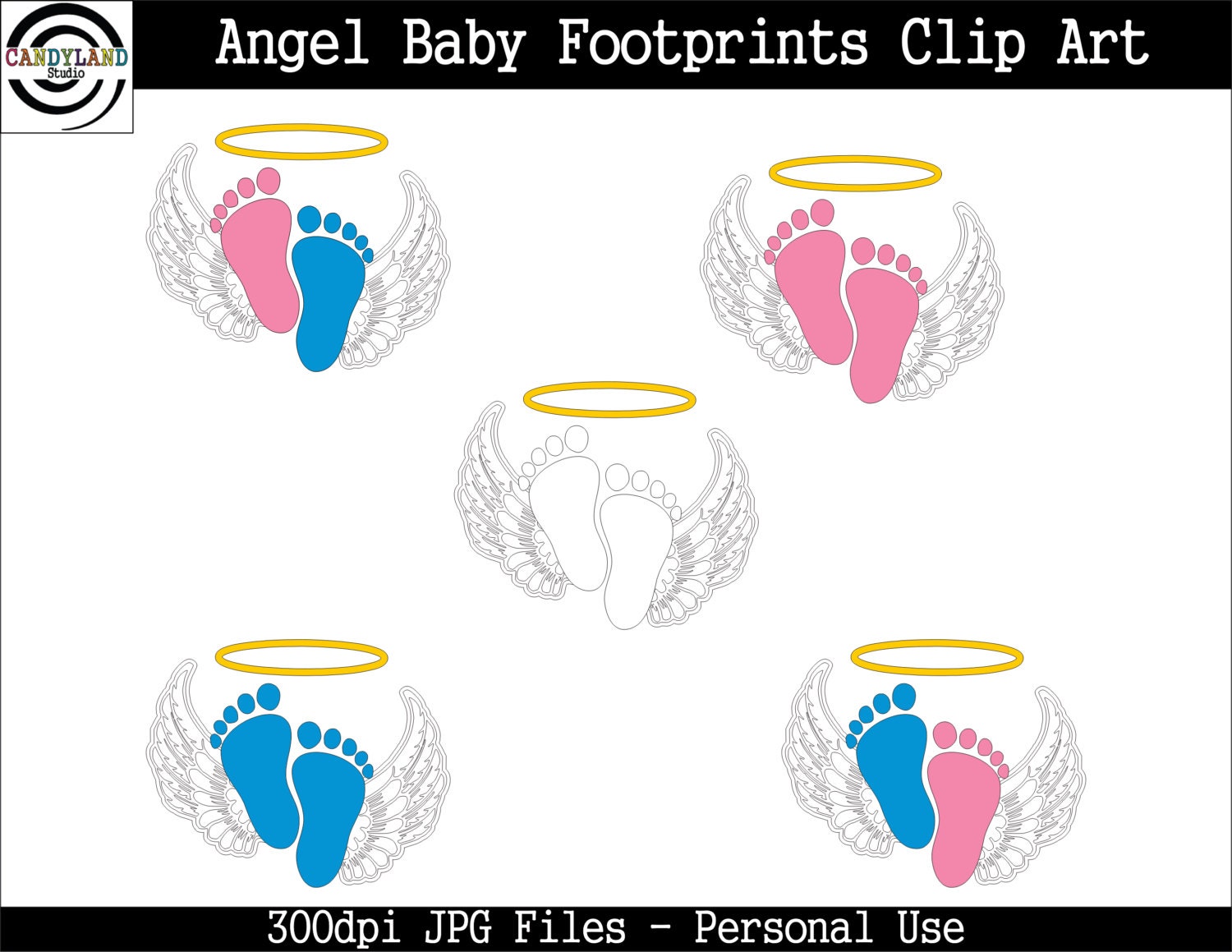 DIGITAL DOWNLOAD Angel Baby Footprints JPG Pregnancy Infant