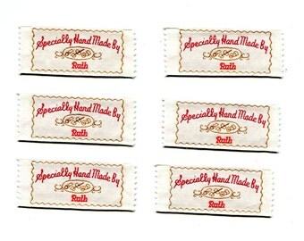 Vintage Sew In Labels 'Specially Hand Made By Ruth' Set of 6 Woven ...