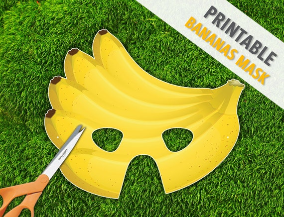 Bananas Printable Party Mask Tropical Fruit Mask by theRasilisk