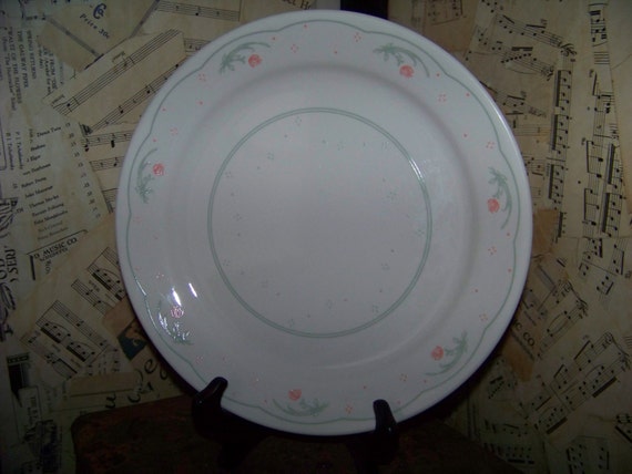 Items similar to 4 Corelle Dinner Plates--Pink Tulip Pattern--Corning ...