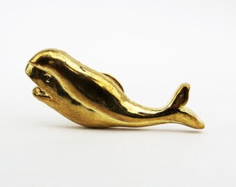 STORE CLOSING SALE Gold Whale Pin Brooch Accessory Whale Lapel Pin Moby ...