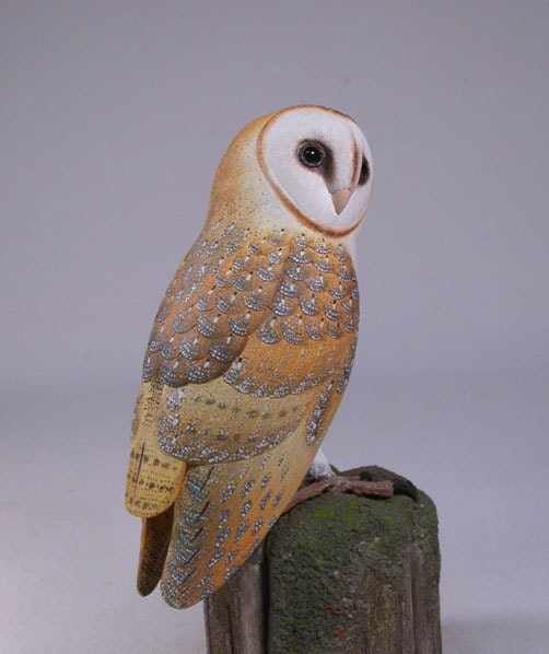 5-1/2 Barn Owl Wood Carving by jjstudio on Etsy