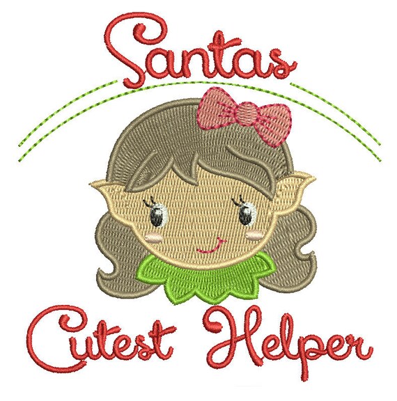 Girl elf machine embroidery design. Cute Christmas by Embroidalot