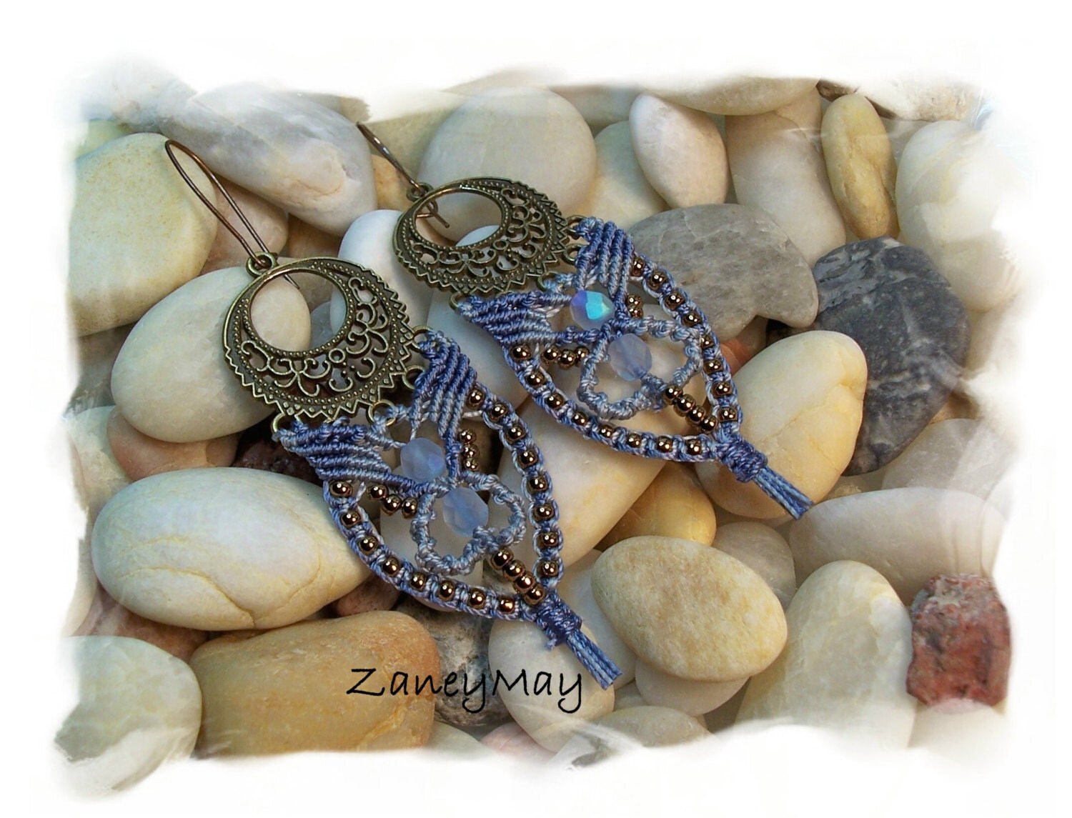 Two Tone Micro Macrame Earring Pattern in PDF