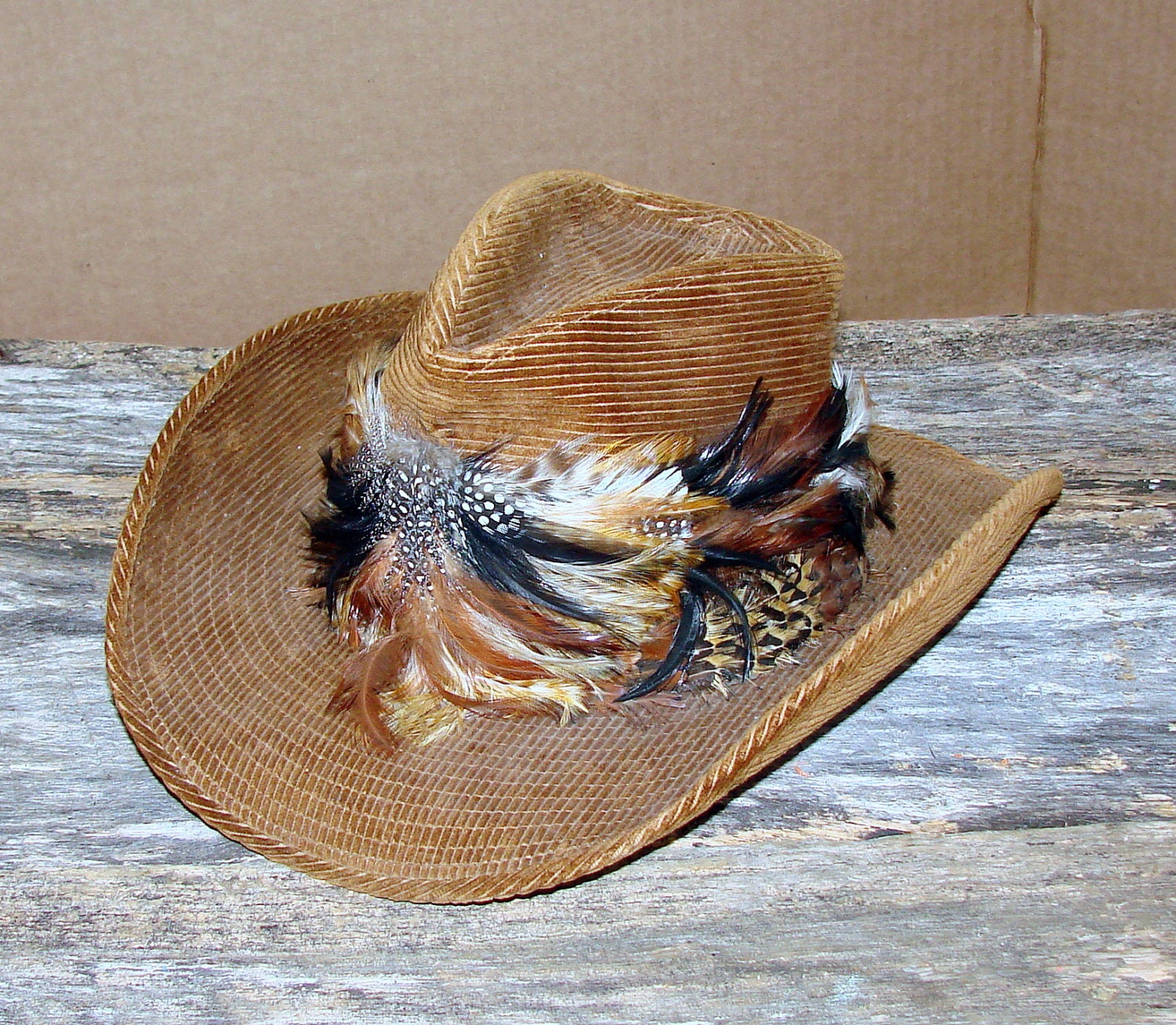 Cowboy Hat Corduroy Urban Cowboy Style Great Feather Hat Ban So 80s ...