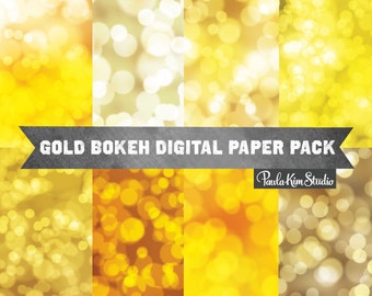 Bokeh Digital Paper gold bokeh gold glitter bokeh