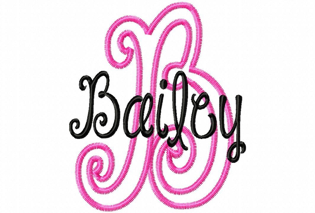 Customer Choice of Name and Letter Bailey Font Applique