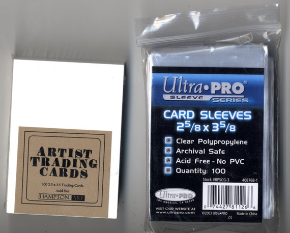 100 Artist Trading Card Blanks and 100 Plastic Sleeves ATC