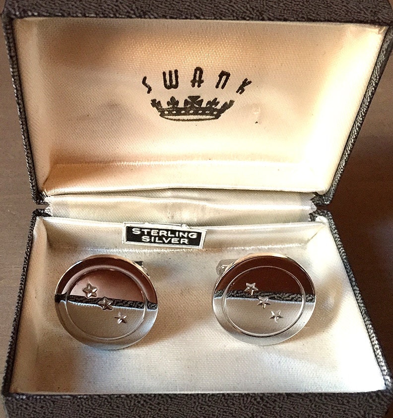 Stunning Vintage Modern Sterling Silver SWANK Cufflinks