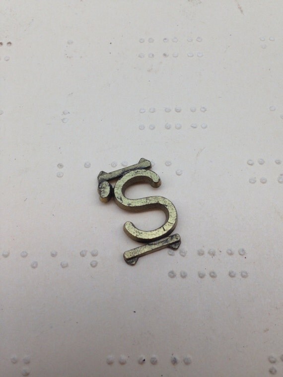 Small brass letter S Vintage brass house letter salvaged