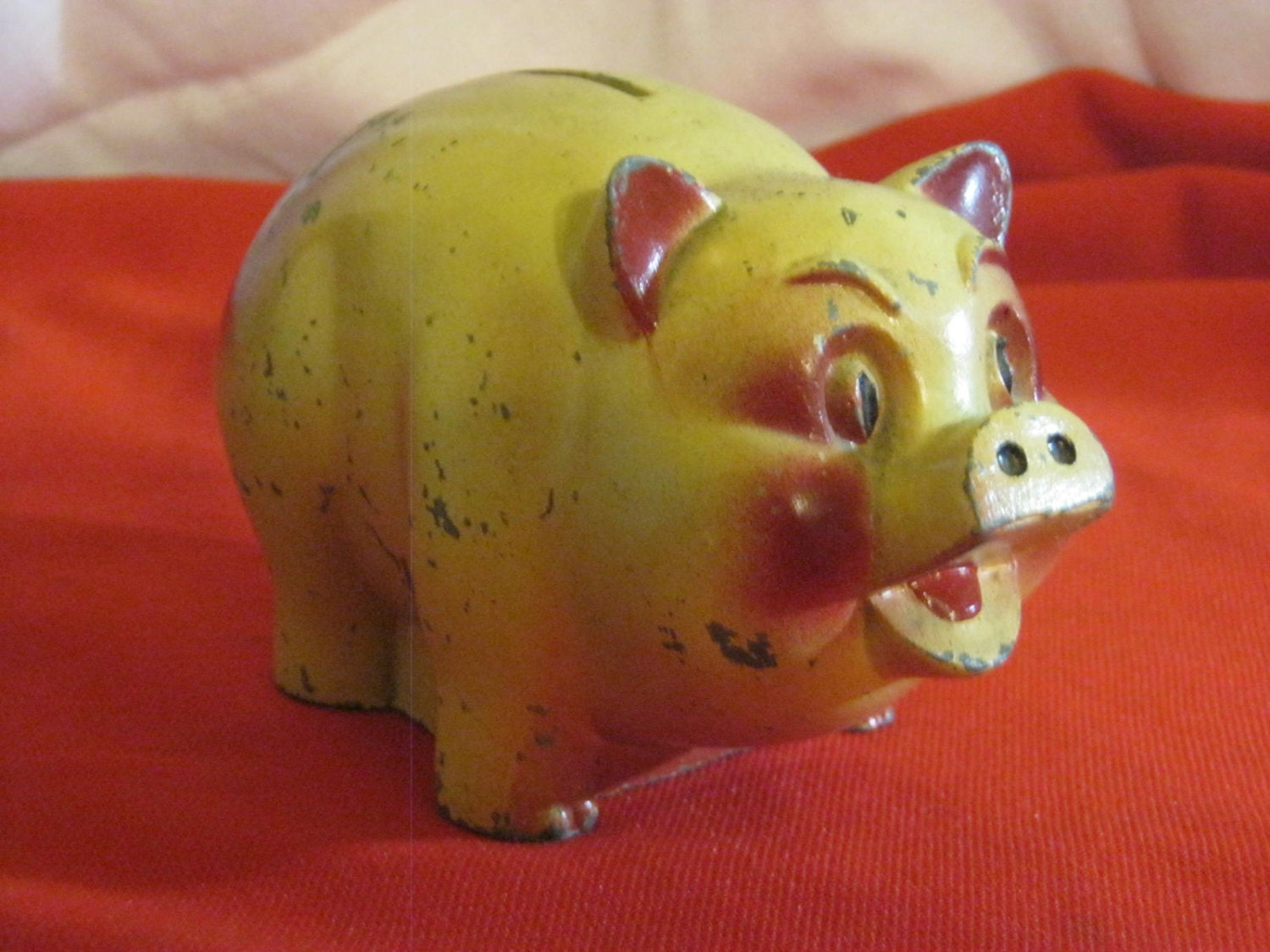 Very Cute Cast Vintage Metal Piggy Bank