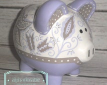 Unique purple piggy bank related items | Etsy