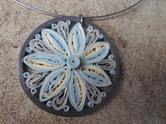 Big round paper filigree pendant Necklace Statement necklace