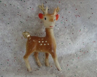 Vintage Reindeer Figurine, Plastic Deer, Plastic Reindeer