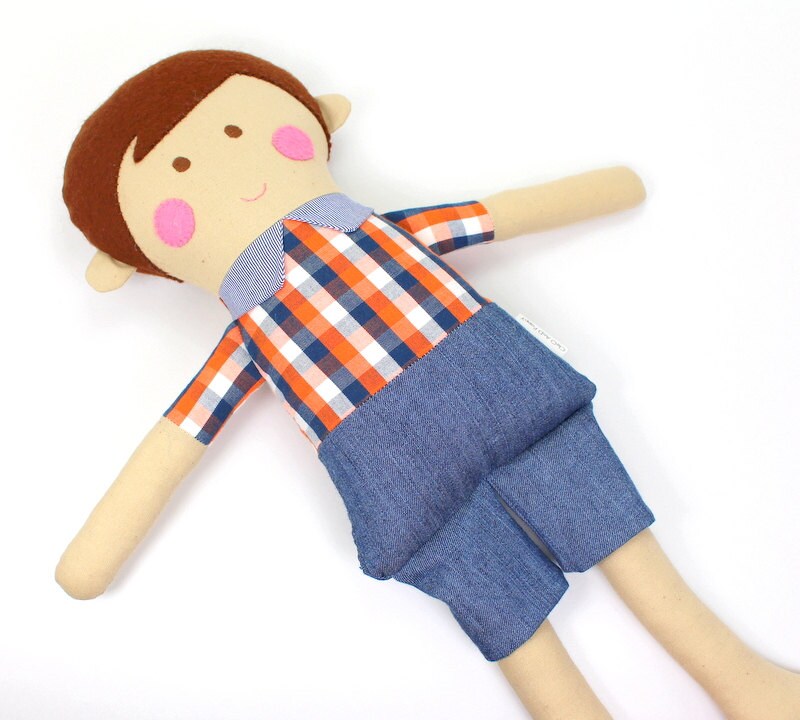 Boy Doll Fabric Rag Doll for Boy Eco-Friendly by CleoAndPoppy